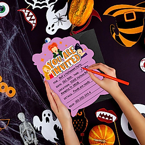 SICOHOME Halloween Party Invitations - 12pcs 5"x7" Halloween Birthday Invitations with Envelopes for Kids Adult Baby Shower Halloween Greeting Cards Hocus Pocus Invitations Party Favors Supplies