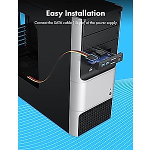 GRAUGEAR 3.5 Inch Front Panel USB C Hub, SD/microSD Internal Card Reader, 20Gbps USB 3.2 Gen 2x2, 20-pin Type-E Key-A Header & USB3.0 Header & 15-Pin SATA Power Connector Required [G-MP01CR]