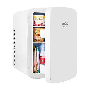 Cooluli 15L Mini Fridge for Bedroom, Car, Office Desk & College Dorm - 12V Portable Cooler & Warmer for Food, Drinks, Skincare - AC/DC Small Refrigerator with Glass Front, White