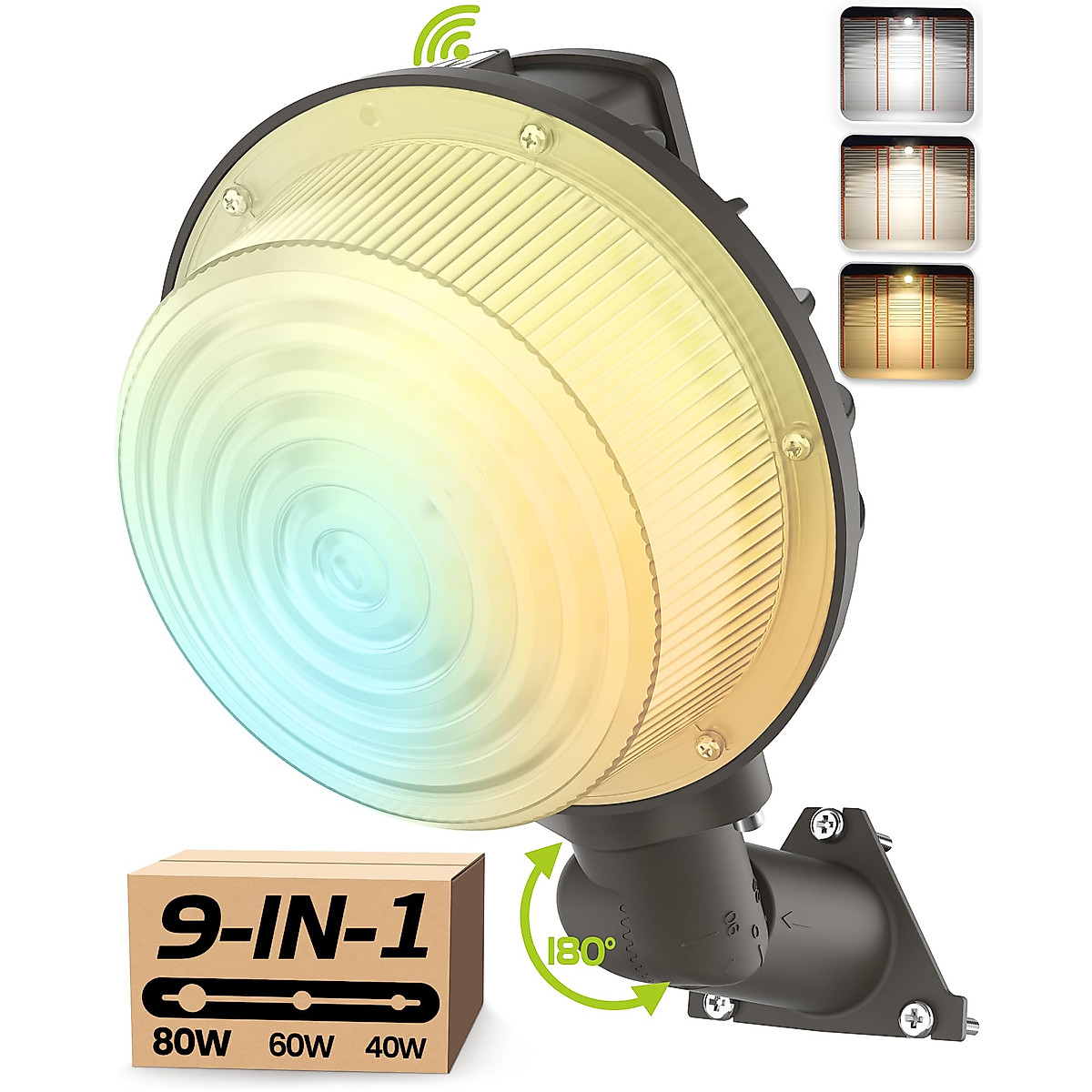 AULACE Barn Lights Outdoor 80W 60W 40W Adjustable, 3000K 4000K 5000K Changeable LED Barn Light with Timed Dimming, 12000LM Dusk to Dawn Outdoor Light with Photocell, Barn Light for Security/Sreet/Yard