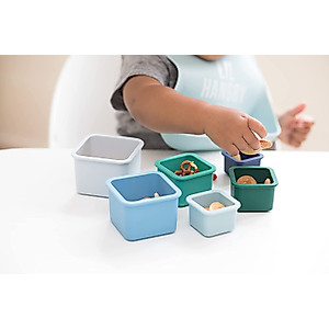 Bella Tunno Happy Stacks - Baby Stacking Cups, Montessori Silicone Baby Toys for Playtime and Development, Fun Educational Toys for Gross Motor Skills, Sorting, Counting and More, Cool Blue