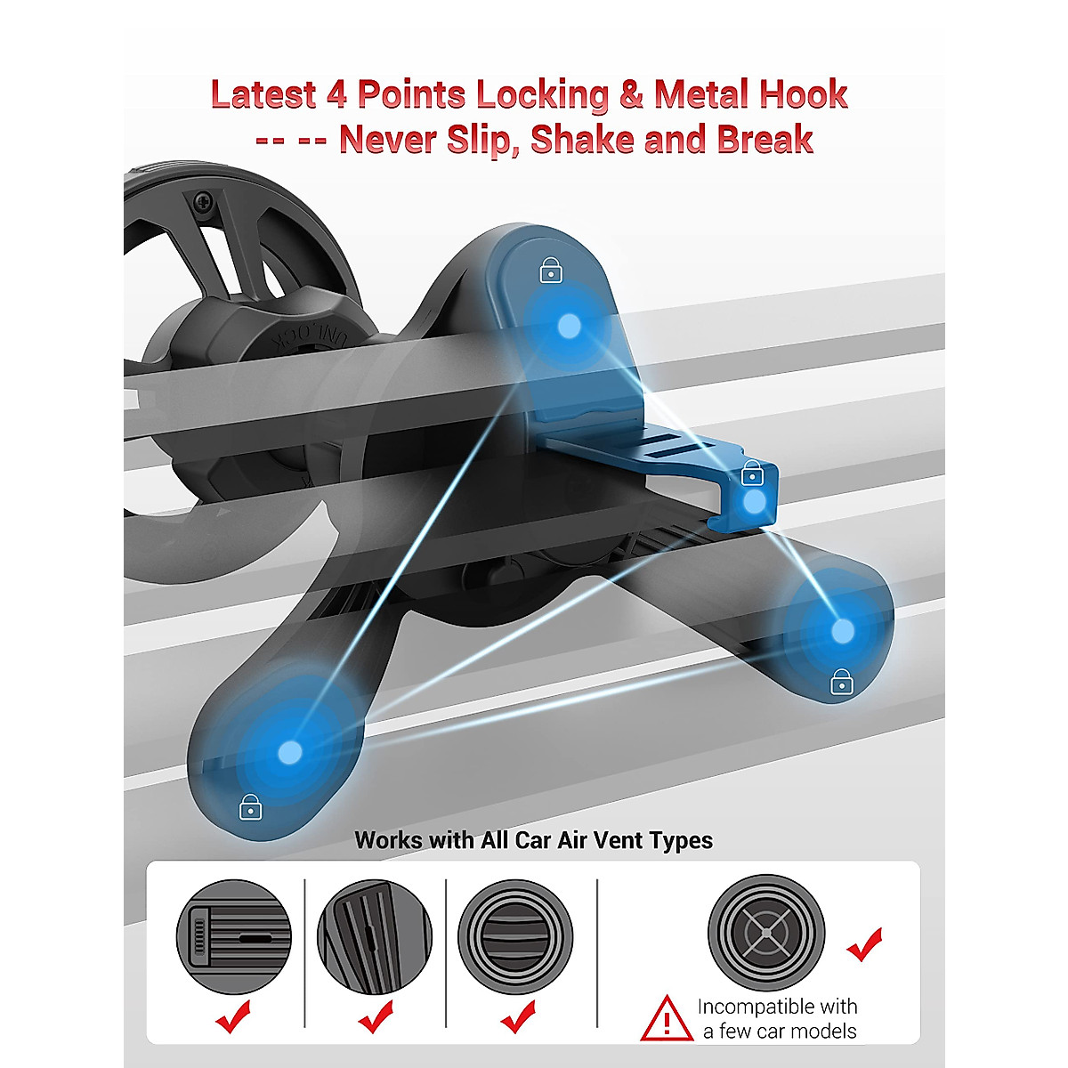 PROfezzion Deluxe Metal Version for MagSafe Car Mount, 2 in 1 Combo Magnetic Phone Holder for Car Vent or Dashboard Compatible with iPhone 15 14 13 12 Pro Max Plus, MagSafe Case & All Phones