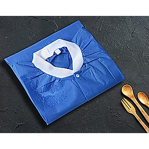 EZGOODZ Disposable Lab Coats for Adults Medium, Blue SMS Waterproof Disposable Clothing 10 Pack, Breathable and Light Lab Coats Disposable 40 GSM with Knit Wrists, Collar, Front Snaps, 3 Pockets