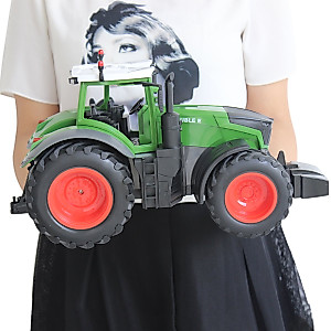 Fistone RC Truck Farm Tractor 2.4G 1:16 High Simulation Scale Construction Vehicle Remote Control Toy with Lights and Sounds Kids Toy Hobby Model