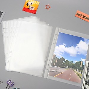 A5 Binder Pockets Zipless 24pcs Binder Inserts Budget Envelopes Frost PVC Binder Sleeves Sheet Protectors for 6-Ring A5 Binder Accessories Photos Cards Bills Organizer (A5, 24pcs)