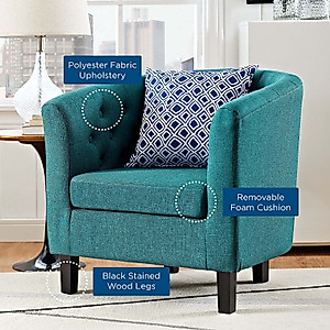 Modway Prospect Upholstered Fabric Contemporary Modern Accent Arm Chair in Teal