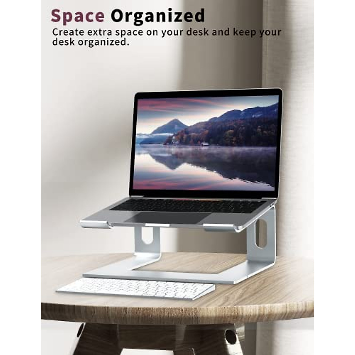 ALASHI Laptop Stand for Desk, Aluminum Computer Riser, Ergonomic Notebook Holder, Detachable Metal Laptops Elevator, PC Cooling Mount Support 10 to 15.6 Inches Notebook, Silver