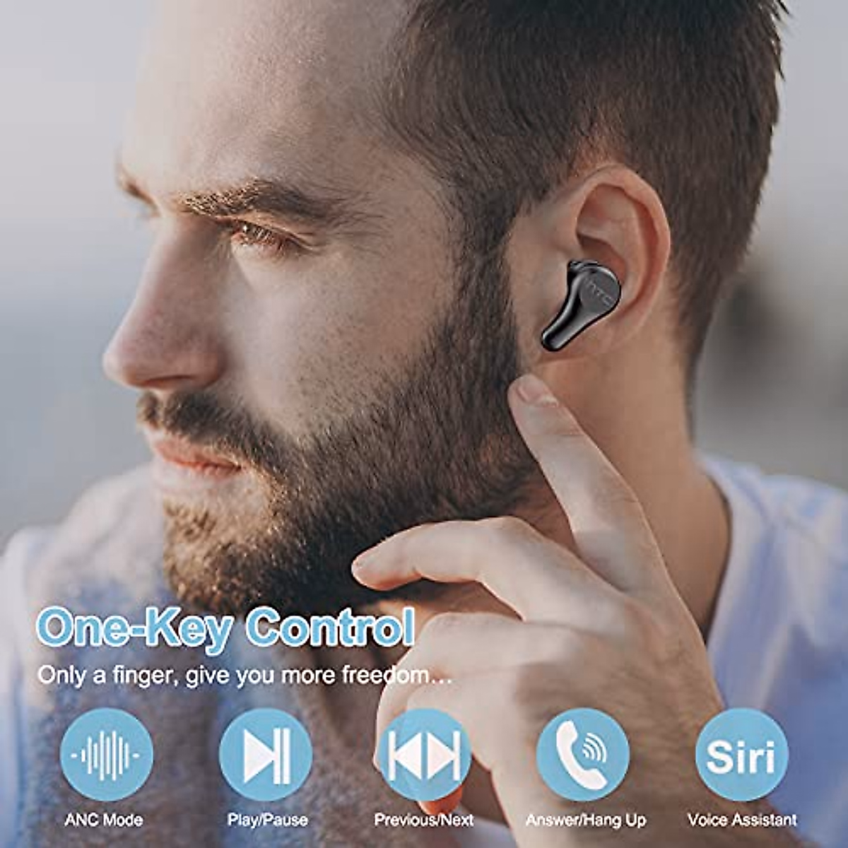 HTC True Wireless Earbuds Plus - ANC, Active Noise Cancellation IPX5 Water Resistant Bluetooth 5.0 with ENC, Stereo in-Ear Touch Control Earbuds