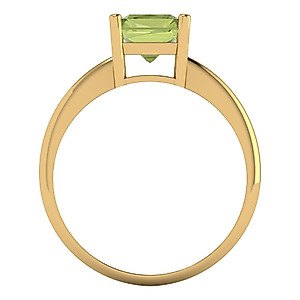 Clara Pucci 2.5ct Radiant Cut Solitaire Natural Peridot Engagement Wedding Bridal Promise Anniversary Ring 18K Yellow Gold Size 3.5