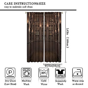 Bookshelf Blackout Curtains,Vintage Literature Books On Bookcase Rod Pocket Thermal Insulated Drapes 42x63in
