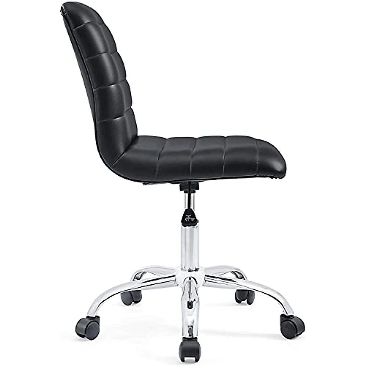 Modway Ripple Ribbed Armless Mid Back Swivel Computer Desk Office Chair In Black