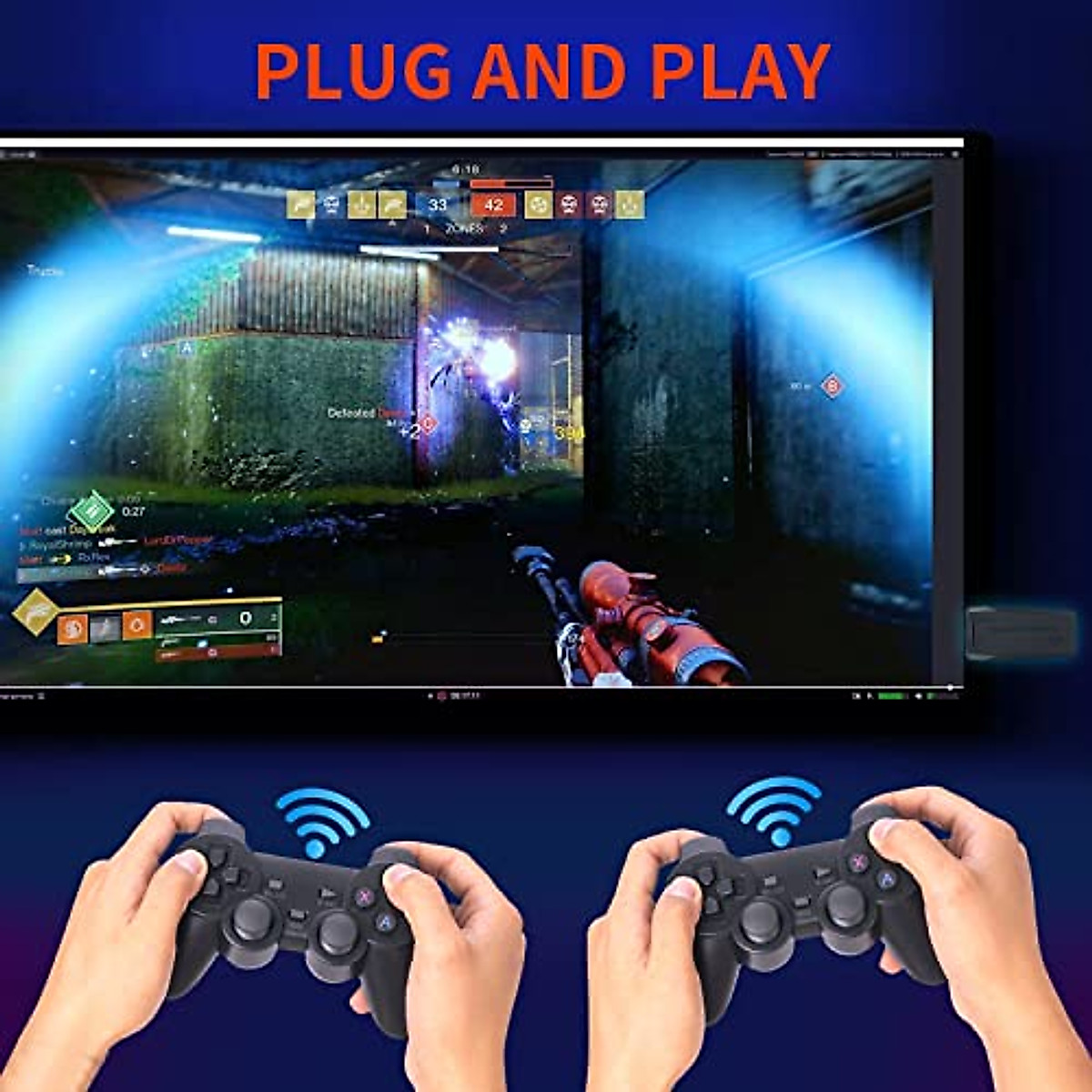 Retro Video Game Console, Wireless Handheld Game Console, Ombsyej 10000+ Classic Game, 2.4G Wireless Controllers, 7 Emulator Consoles, HDMI Output TV Video, Ideal Gift for Kids and Adults, 64G