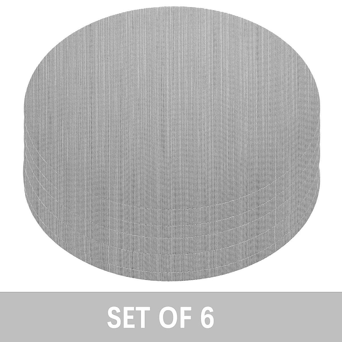 AHHFSMEI Placemats for Dining Table Woven Vinyl Plastic Place Mats Non-Slip Heat Insulation Stain Resistant Table Mats Washable Easy Clean 18.8x13 inches Placemats (Grey, 6)