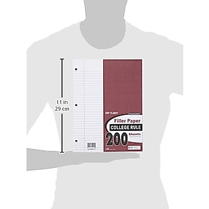 Top Flight Filler Paper, 11 x 8.5 Inches, College Rule, 200 Sheets (12401), White