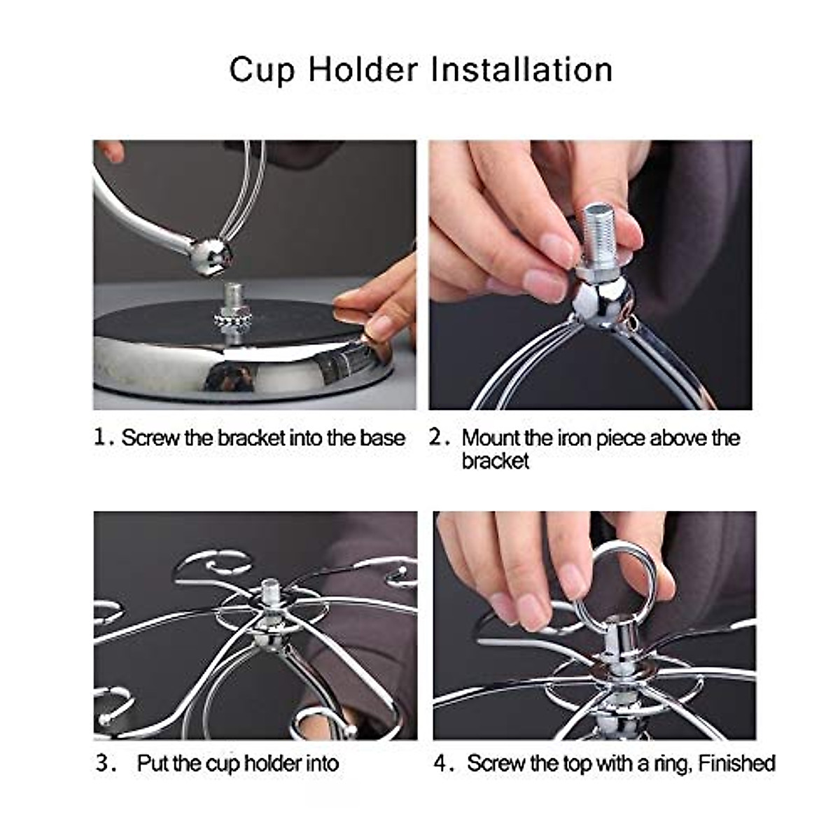 FIAMER Countertop Wine Glass Holder Stemware Rack Air Drying System Kitchen Bar Storage Rack Desktop Goblet Storage Rack Metal Glasses Display Stand… (15in*10.6in*5.9in)