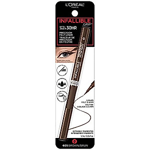 L'Oreal Paris L’Oreal Paris Makeup Infallible Grip Precision Felt Eyeliner, Smudge Resistant, Long Lasting Waterproof Eyeliner, Brown, Brown, 0.03 fl oz