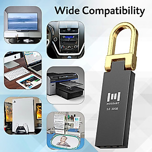 MOSDART USB 3.0 Waterproof 32GB Flash Drives 3 Pack Metal Keychain Data Backup Zip Drive Read Speed Up to 90MB/s USB3.0 Thumb Drive, 32 GB Waterproof Jump Drive Memory Stick, Black