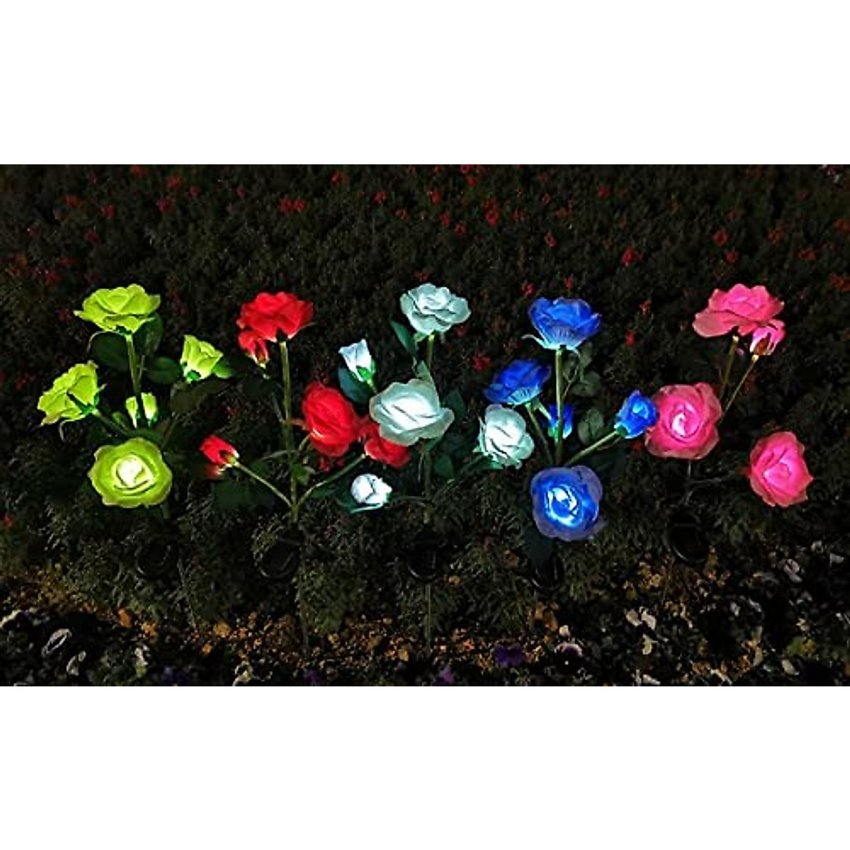 Red 2 Pack, Solar Garden Lights Decorative, 10 Rose Lights Flowers LED for Garden Yard Patio Pathway Lighting, Decorative Flower lamp, Rainproof(Red)