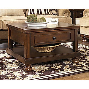 Signature Design by Ashley Porter Traditional Hand-Finished Lift Top Coffee Table, Dark Brown