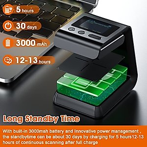Alacrity 2D QR Wireless Hands-Free Omnidirectional Desktop Barcode Scanner, with Screen Display and Large Capacity Batteries, Compatible with Bluetooth & 2.4GHz Wireless, for Airport, Supermarket