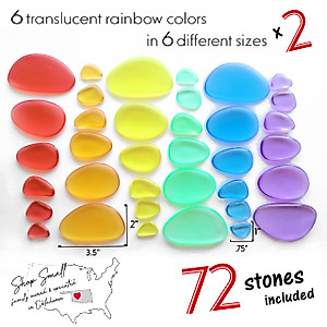 Acorn to Oak Rainbow Stones, 72 Stones 40+ Activities, Learning & Education Toys, Classroom Must Haves, Math manipulatives, Light Table manipulatives Educational Toys for Kids 5-7, Montessori Toys