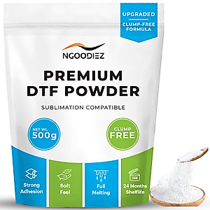 NGOODIEZ DTF Powder Digital Transfer - Hot Melt Adhesive, DTF Pretreat Transfer Powder for Direct Printing on Any Colored/White Fabric, Adhesive Powder for DTF Printer & Film (White, 17.6 oz / 500 g)