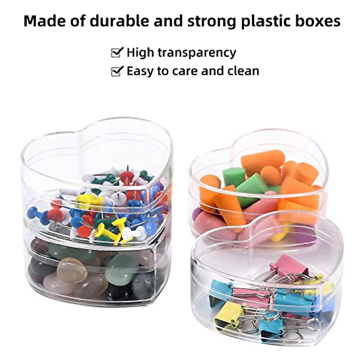 Dayaanee Clear Acrylic Plastic Heart-shaped Acrylic Box with Lid 2 Pack Small 3.3x2.9x1.6Inch/85X75X40mm Storage Boxes Cube Organizer Containers for Candy Pill and Tiny Jewelry