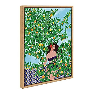 Kate and Laurel Sylvie Sevilla Girl Framed Canvas Wall Art by Maja Tomljanovic, 18x24 Natural, Relaxing Nature Art for Wall
