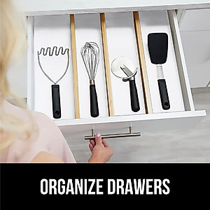 Gorilla Grip Wire Shelf Liners Set of 4 and Smooth Drawer Liner, Wire Shelf Liner Size 14x36 in Clear, Waterproof Hard Plastic, Drawer Liner Size 12x10 in White, Non Adhesive, 2 Item Bundle