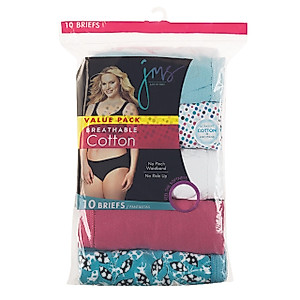 Hanes Women's Plus Size Cool Comfort Cotton Brief 10-Pack, Assorted, 12