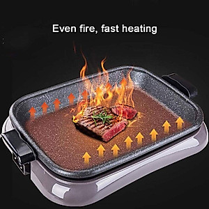 KJHD Frying Pan, Non-stick Deep Dish Heavy Duty Electric Skillet with Tempered Glass Vented Lid and Easy-Pour Spout, Dishwasher Safe