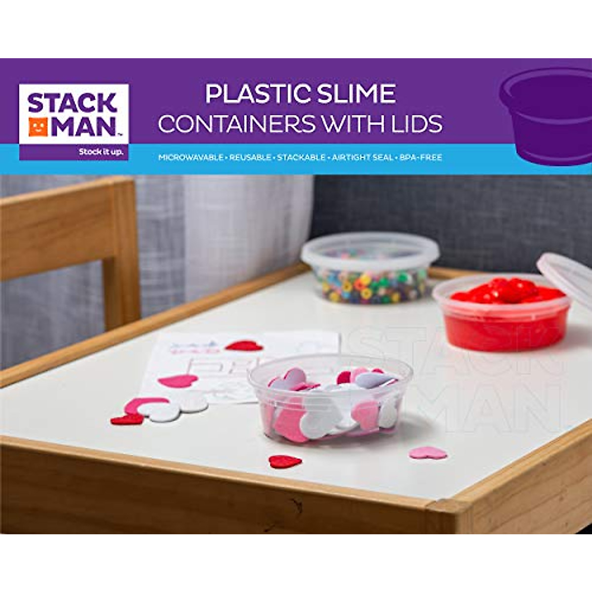 [48 Sets - 8 oz.] Plastic Containers with Lids - Slime Containers 8 oz - Small Containers with Lids