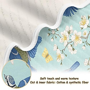 Kigai Floral Bird Pattern Baby Blanket for Boys Girls, Swaddle Blankets Soft Cozy Nursery Receiving Blankets Travel Blanket Throw Blankets for Toddler Newborn, 30 x 40 Inch