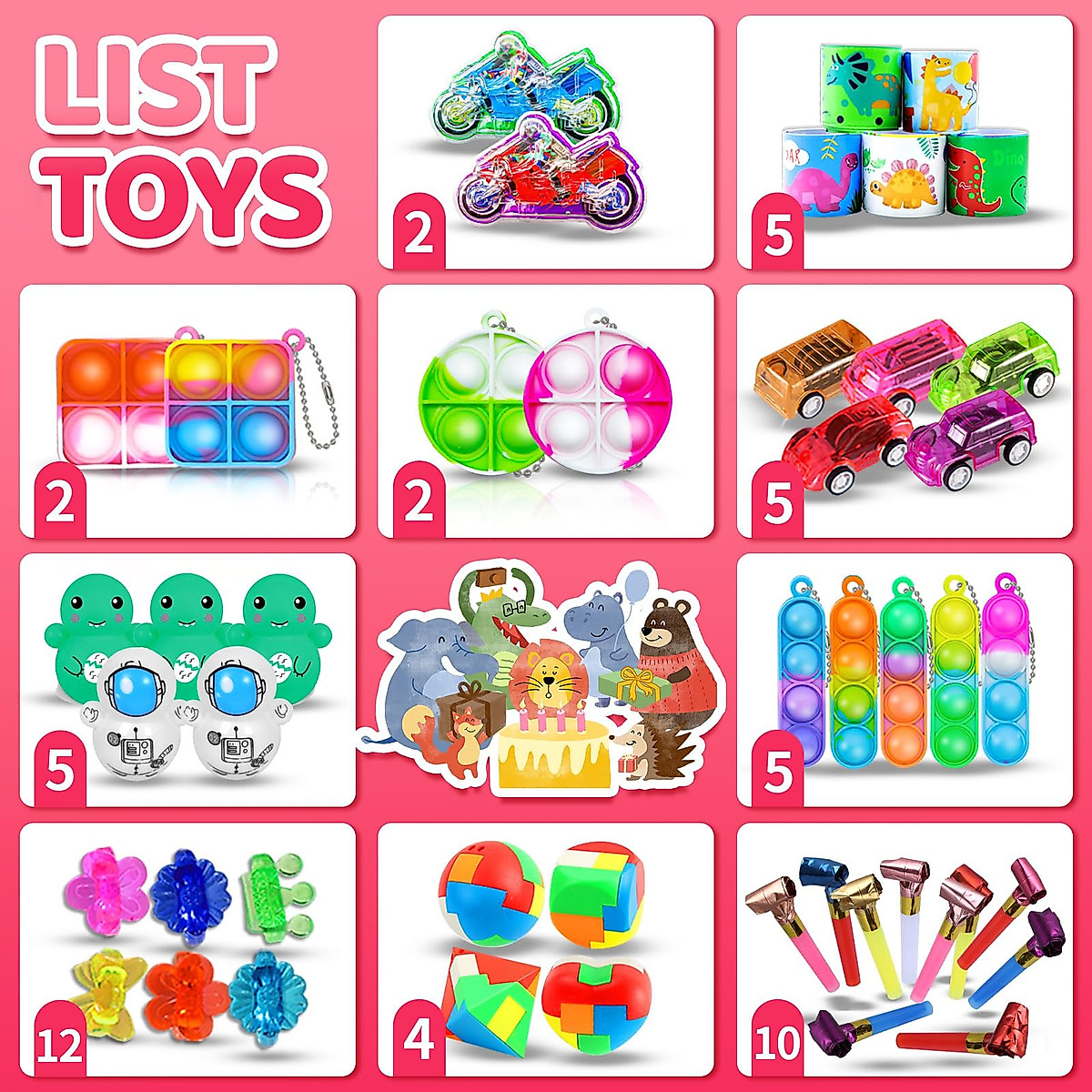 150Pcs Party Favors for Kids 3-5 4-8, Fidget Toys Pack, Goodie Bag Stuffers, Carnival Prizes, Treasure Box, Filler Stuffers Toys for Classroom