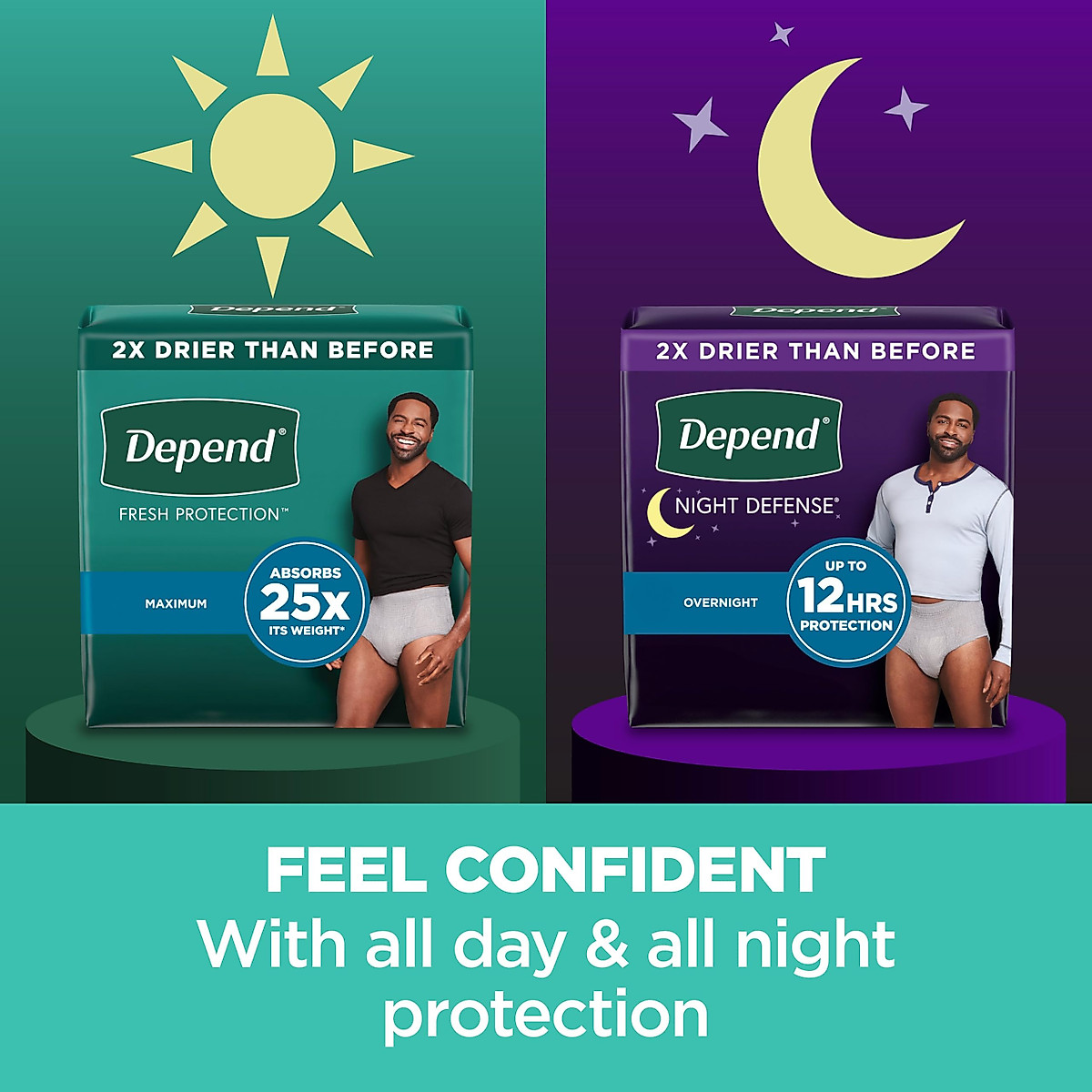 Depend Fresh Protection Adult Incontinence Underwear for Men, Disposable, Maximum, Large, Grey, 72 Count (2 Packs of 36), Packaging May Vary
