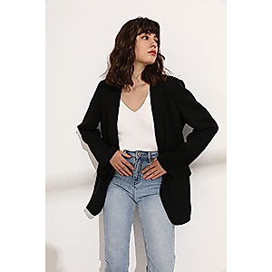 Womens Casual Blazers Open Front Long Sleeve Work Office No Buckle Jackets Blazer (as1, Alpha, x_l, Regular, Regular, Black)
