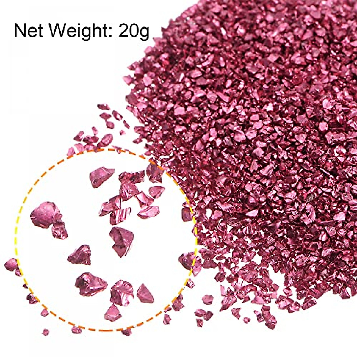 uxcell 20g Crushed Glass Chips, 1-3mm Irregular Metallic Glitter Glass for Craft DIY Jewelry Vase Filler Epoxy Resin Decoration Red