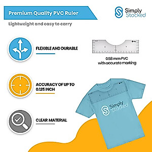 Simply Stocked Tshirt Ruler Guide for Vinyl Alignment - 4 Pcs of PVC T Shirt Rulers to Center Designs for Heat Press - 17.5, 16, 12 and 10 Inch Guides for T-Shirts of All Sizes (Transparent)