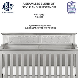 Dream On Me Fairview 4 In 1 Convertible Crib In Silver Grey Pearl, JPMA Certified, 3 Mattress Height Settings, Built Of Durable & Sustainable Pinewood