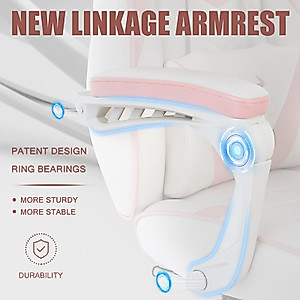 Zeanus Gaming Chair Pink Game Chair for Girls High Back Gaming Chairs for Adults Reclining Computer Chair with Footrest Ergonomic Gamer Computer Chair with Massage Gaming Chair for Women