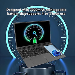 Office Laptop, 15.6 Inch IPS 2.9GHz Quad Core Double Screen Laptop 5G WiFi 7in Touchscreen for Travel (16+1TB US Plug)