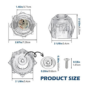 Shower Knob Replacement Compatible with Del-ta Faucet RP2391, 2-1/2" x 2-1/8" Shower Faucet Handle Replacement with Offset Hole(COLOR:clear)