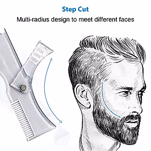 Beard All-In-1 Men Comb Beard Template Shape Adjustable Styling Stencil Rotating Beauty Tools Wet Dry Hair Brush Kids (Transparent, One Size)