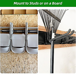 PIYILO Garage Organization, Garage Wall Organizer with 48 inches Rails and 6 Hooks, Tool Organizers Heavy Duty, Shovel Holder Wall Mount Max Load 360 LBS, Sturdy Garden Tool Rack for Folding Chairs