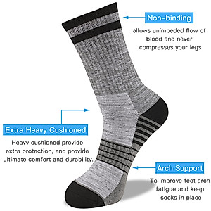 COOVAN Mens Hiking Socks Crew Outdoor Socks 5 Pairs Moisture Wicking Cushioned Athletic Boot Socks