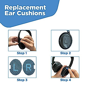 Premium Headphones Replacement Ear Pads for Bose QC25 Quiet Comfort, QC 15, SoundTrue, SoundLink AE2 - Bose Headphones Replacement Parts - Blue/Black