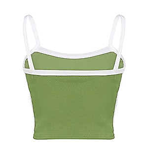 KMBANGI Halter Neck Crop Cami Top Knitted Printed Tank Tops Tee Y2k Sleeveless Strappy Summer Shirts Streetwear (Vest Mini Green,S)