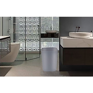 Gereen 2 Gallon Trash Can,Small Trash Can for Bathroom,Square Trash Bin Wastebasket for Bathroom Bedroom Kitchen Countertop Under Sink (1, Gray)