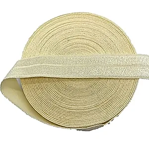 Width 15mm Elastic Band Fold Over Spandex Elastic Ribbon for Sewing Lace Trim Waist Band Garment Accessory - (Color:Cream ;Size:2 Yards)