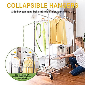 BIEAMA Clothing Garment Rack, Capacity 600 lbs Double Rod, Heavy Duty Coat Rack, Chrome - Upgrade